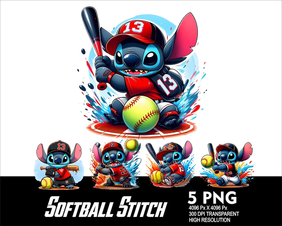 5 PNG Stitch Softball Splash and Watercolor Transparent PNG for ...