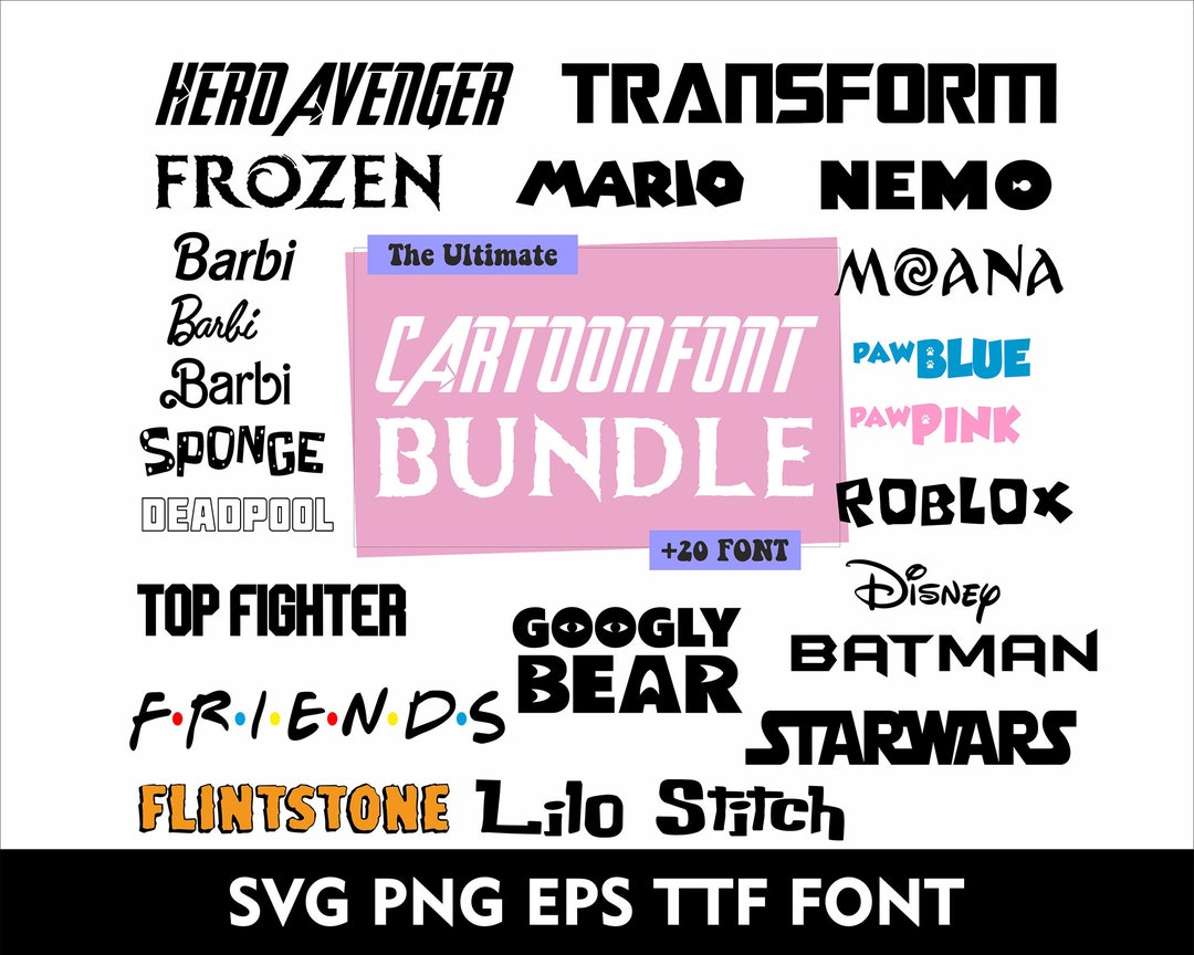 The Ultimate 20 Fonts Cartoon Font Bundle for Cricut SVG Canva Font ...
