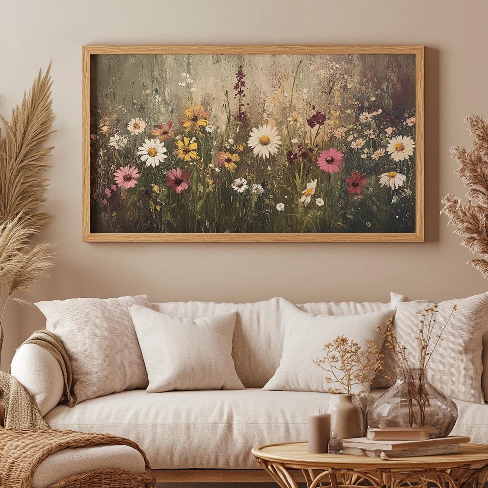 Spring Frame Tv Art Wildflowers, Botanical Neutral Spring Painting ...