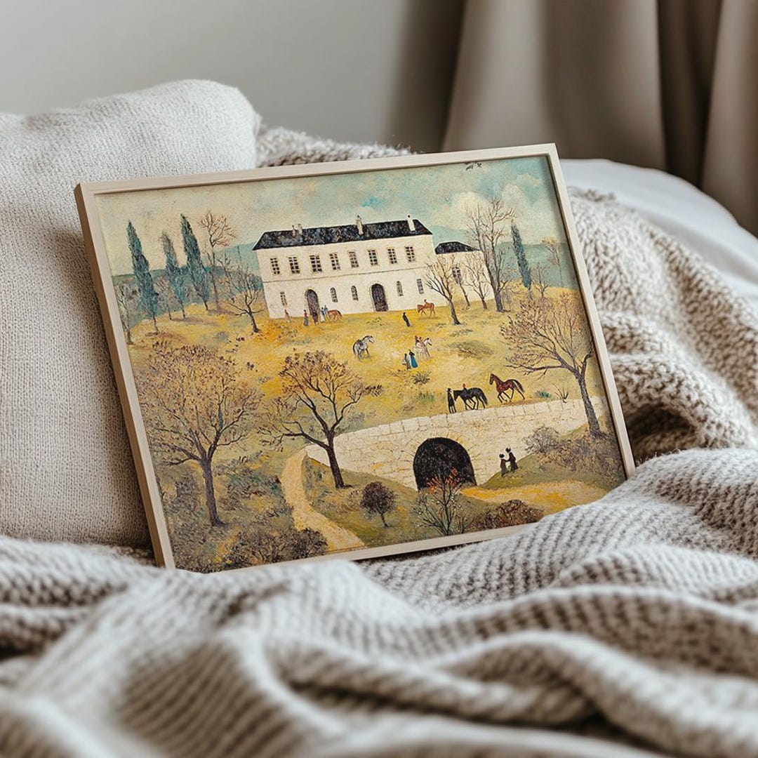 Folk Art Painting: Vintage English Countryside Art (digital Download ...