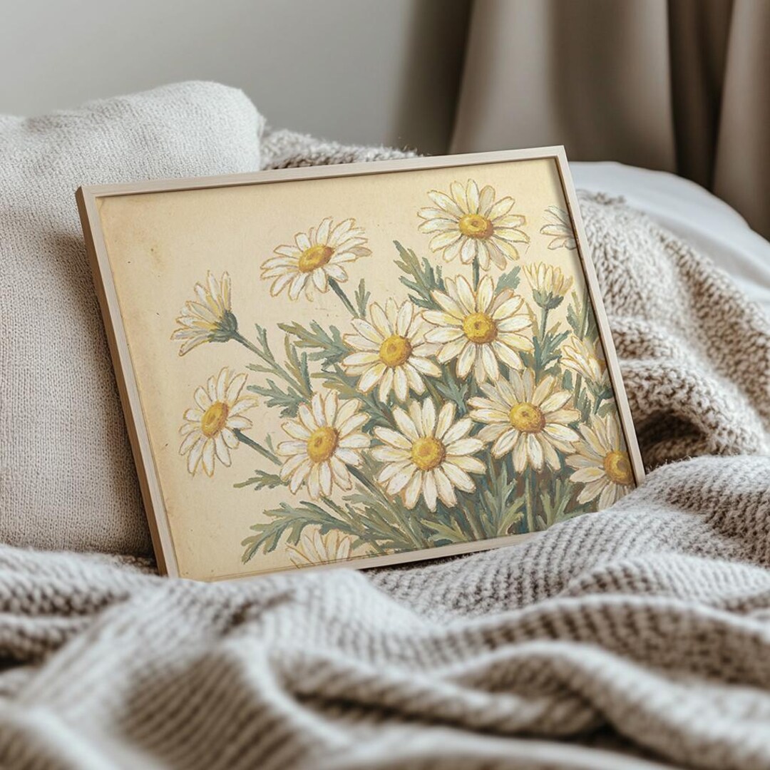 Daisy Flower Oil Pastel Art: Vintage Botanical Print (digital Download ...