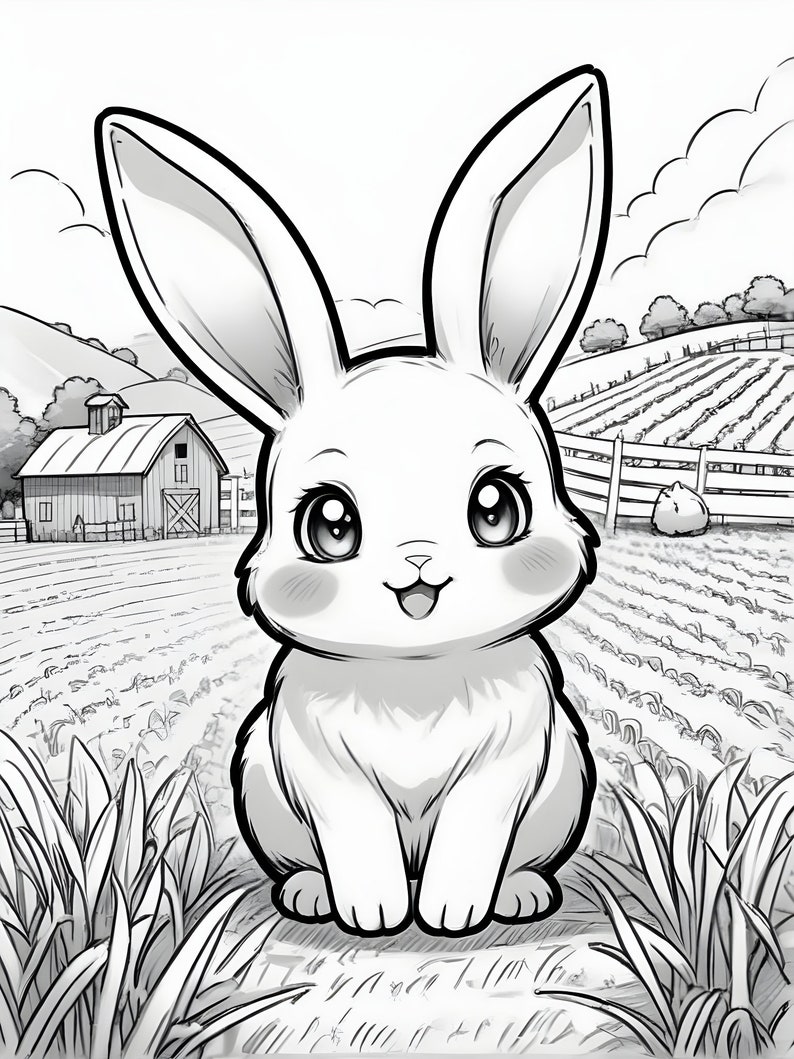 Cute Little Rabbit Coloring Page Coloring Sheet for Kids Printable ...
