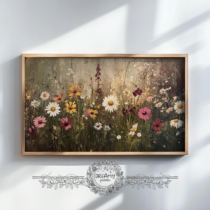 Spring Frame Tv Art Wildflowers, Botanical Neutral Spring Painting ...