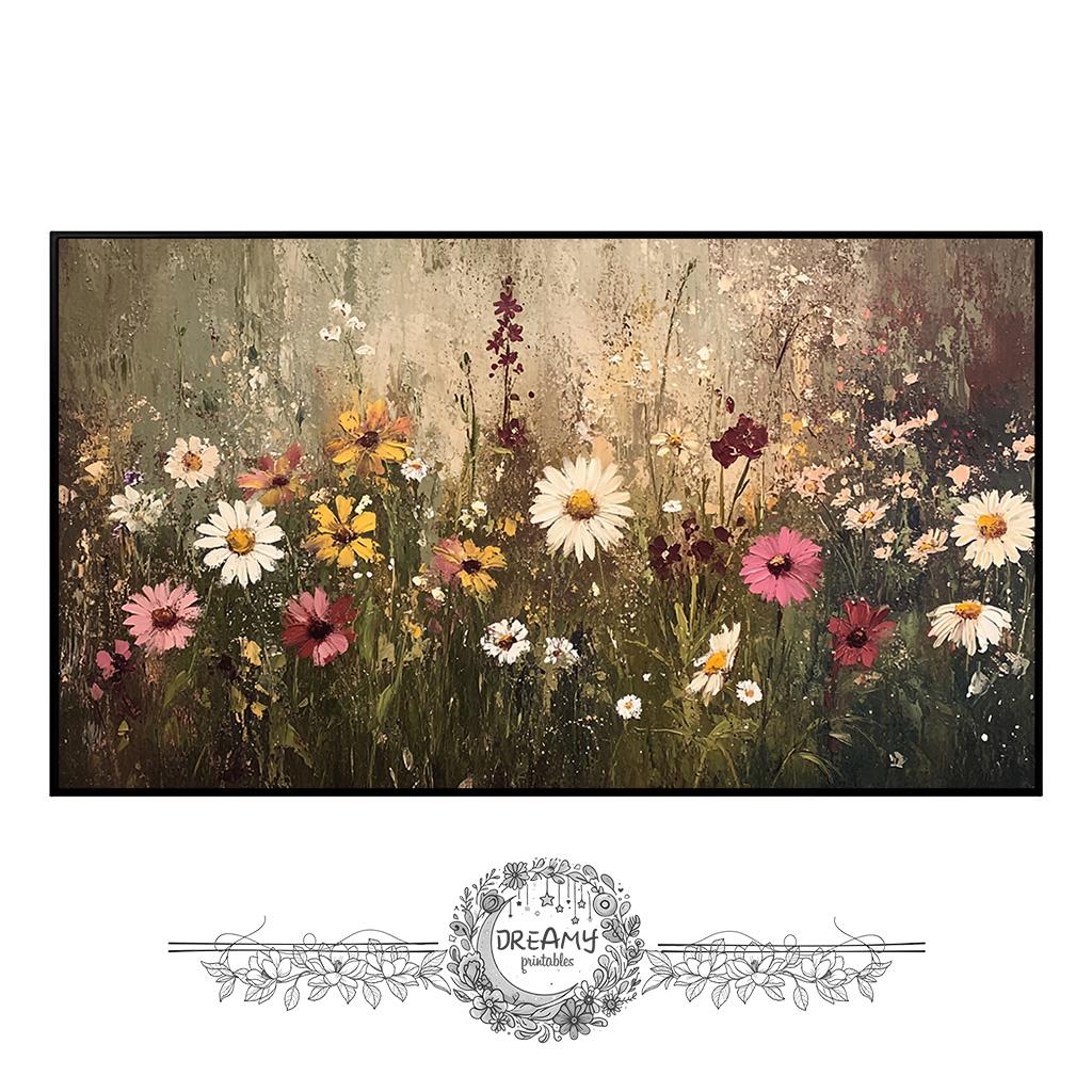 Spring Frame Tv Art Wildflowers, Botanical Neutral Spring Painting ...