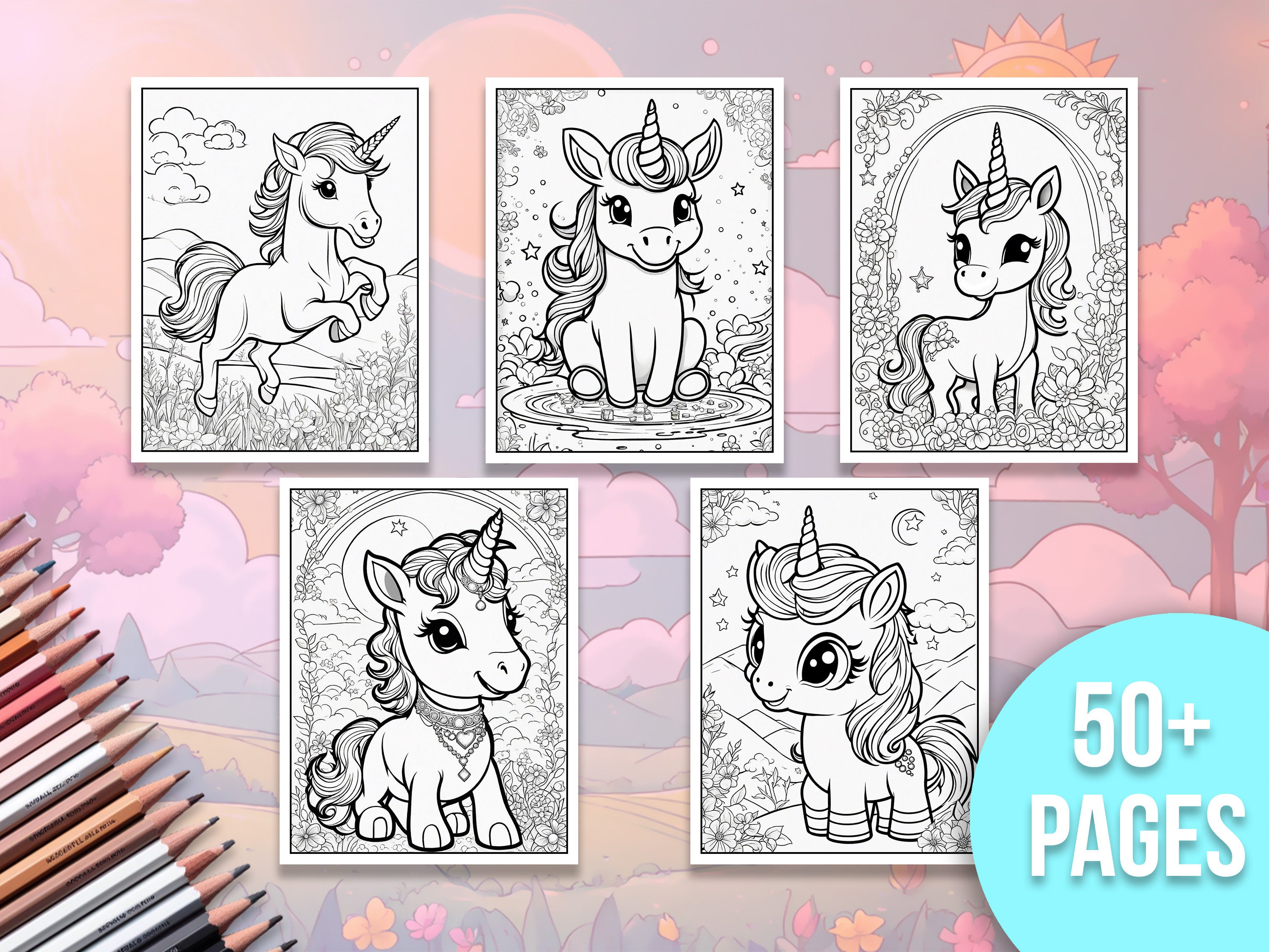 50 Unicorn Coloring Pages for Kids Unicorn Coloring Book Printable ...