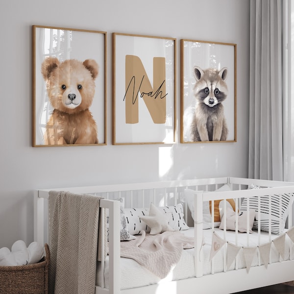 Woodland Animals Set of 3 Printable Wall Art for Nursery, - Etsy