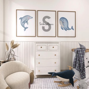 Custom Set of 3 Wall Art Print Under the Sea Ocean Animals Nursery ...