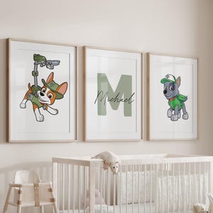 Dogs Themed Wall Art Prints Set of 3 Nursery Decor Paw Custom Print ...