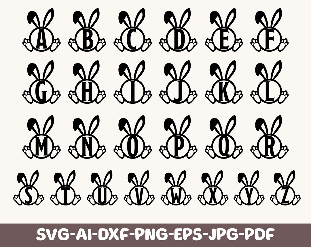 Easter Name Tag SVG, Bunny Letter Svg, Hanging Easter Tag Cut Out ...