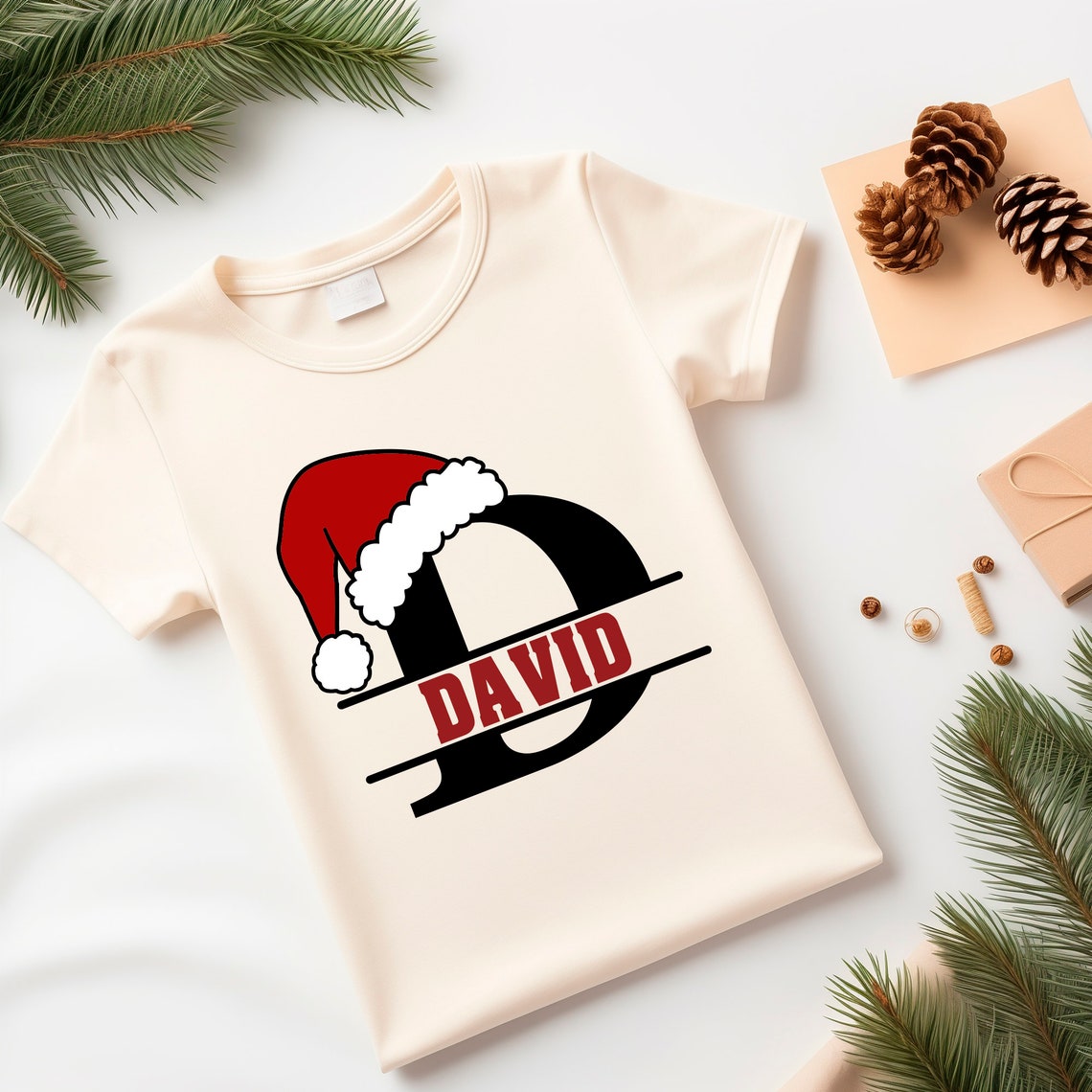 Christmas Split Monogram Svg, Santa Hat A-Z Letters Alphabet PNG Bundle ...