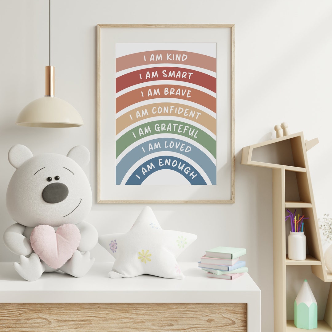 Rainbow Affirmations Print, Inspirational Nursery Decor, Affirmations ...
