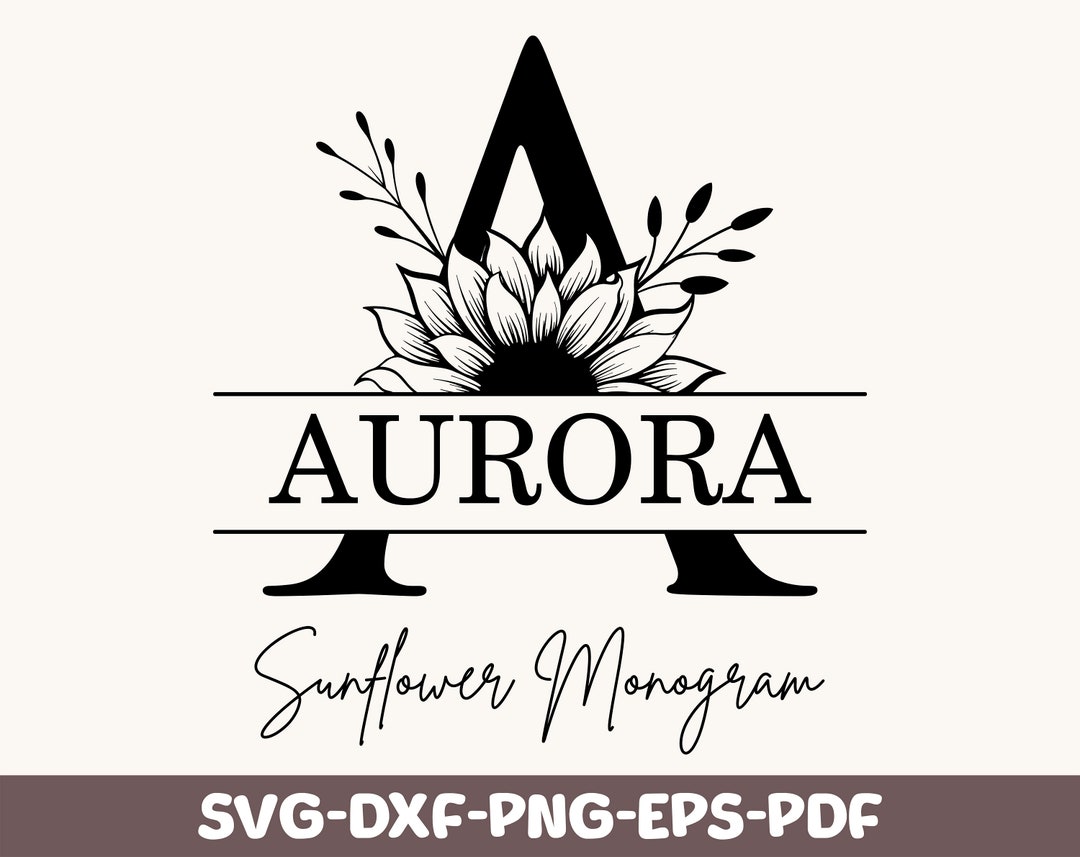Sunflower Split Monogram Svg Alphabet Bundle Floral Monogram Clipart ...