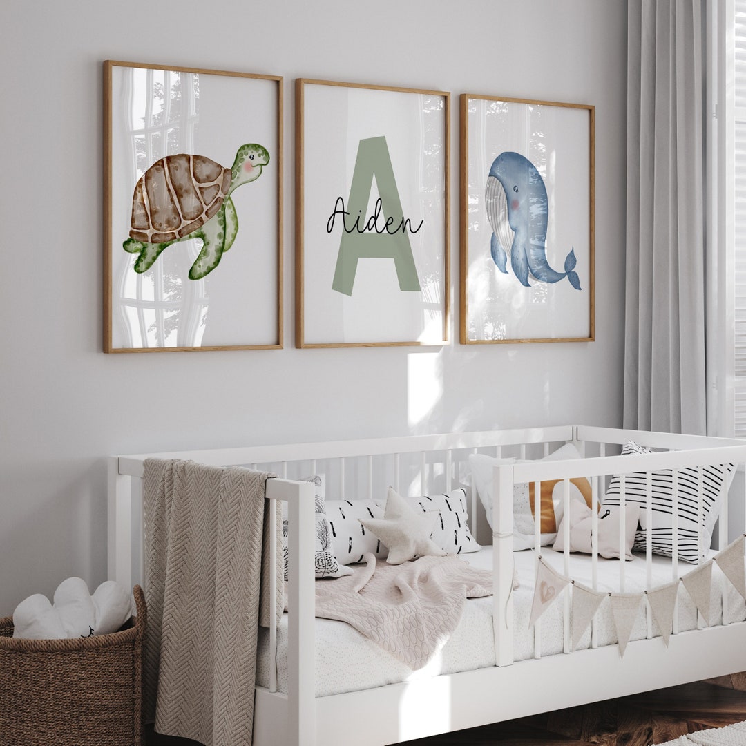 Custom Set of 3 Wall Art Print Under the Sea Ocean Animals Nursery ...