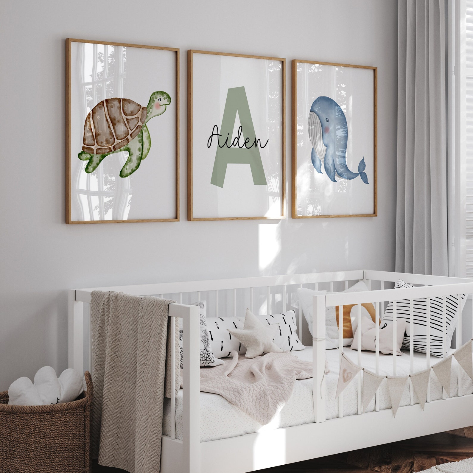 Custom Set of 3 Wall Art Print Under the Sea Ocean Animals Nursery ...