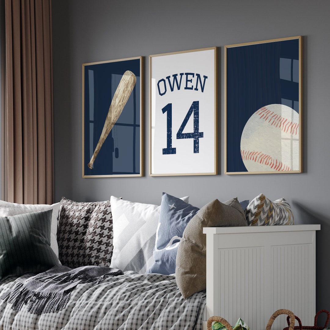 Custom Baseball Wall Art Boy Print Set of 3 Wall Prints Decor ...