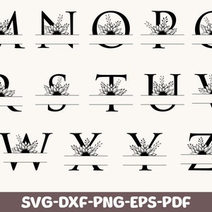 Sunflower Split Monogram Svg Alphabet Bundle Floral Monogram Clipart ...