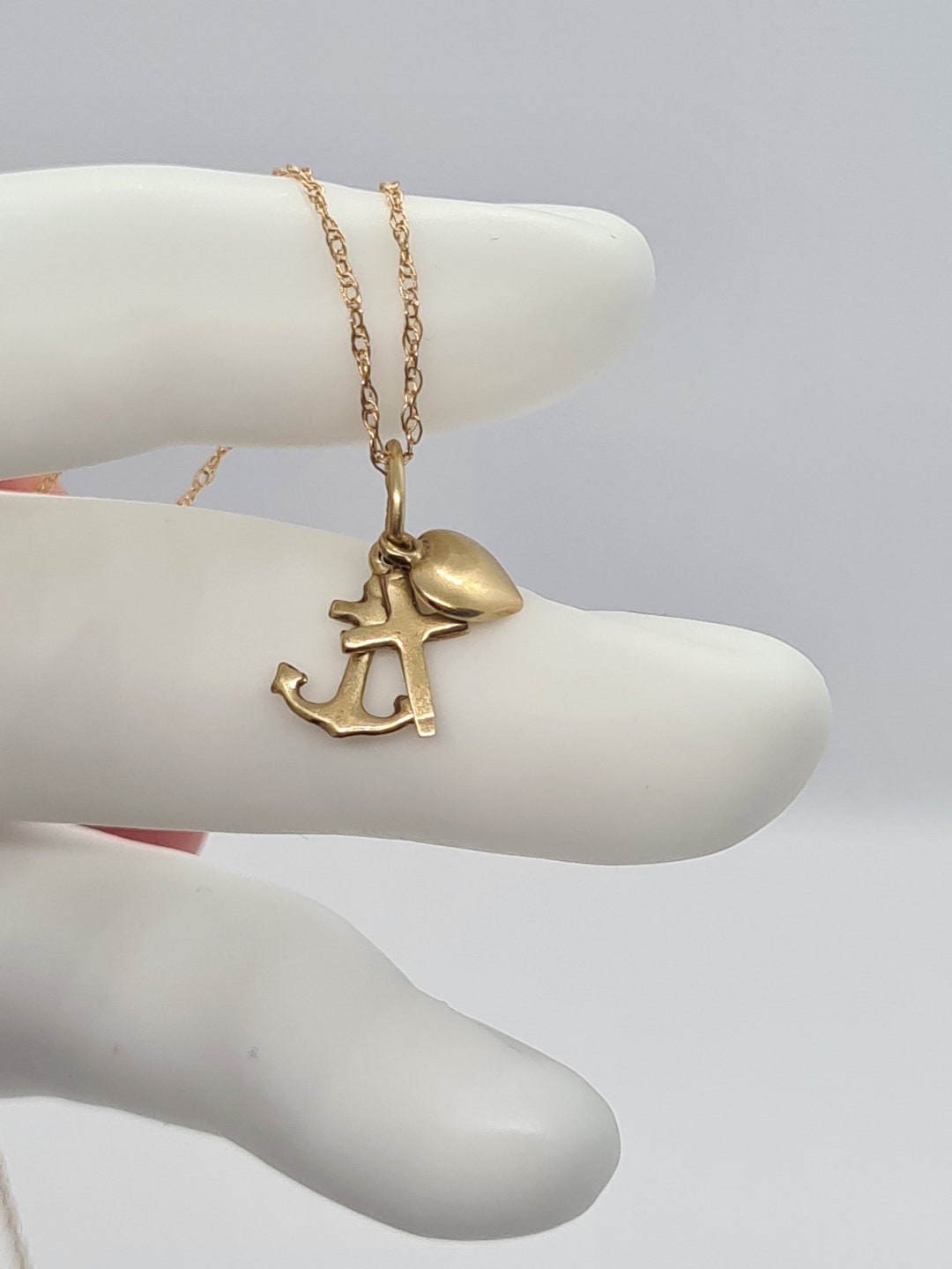 14K Gold Pendant Charm Heart Cross Anker Minimalistic Danish Designer B ...