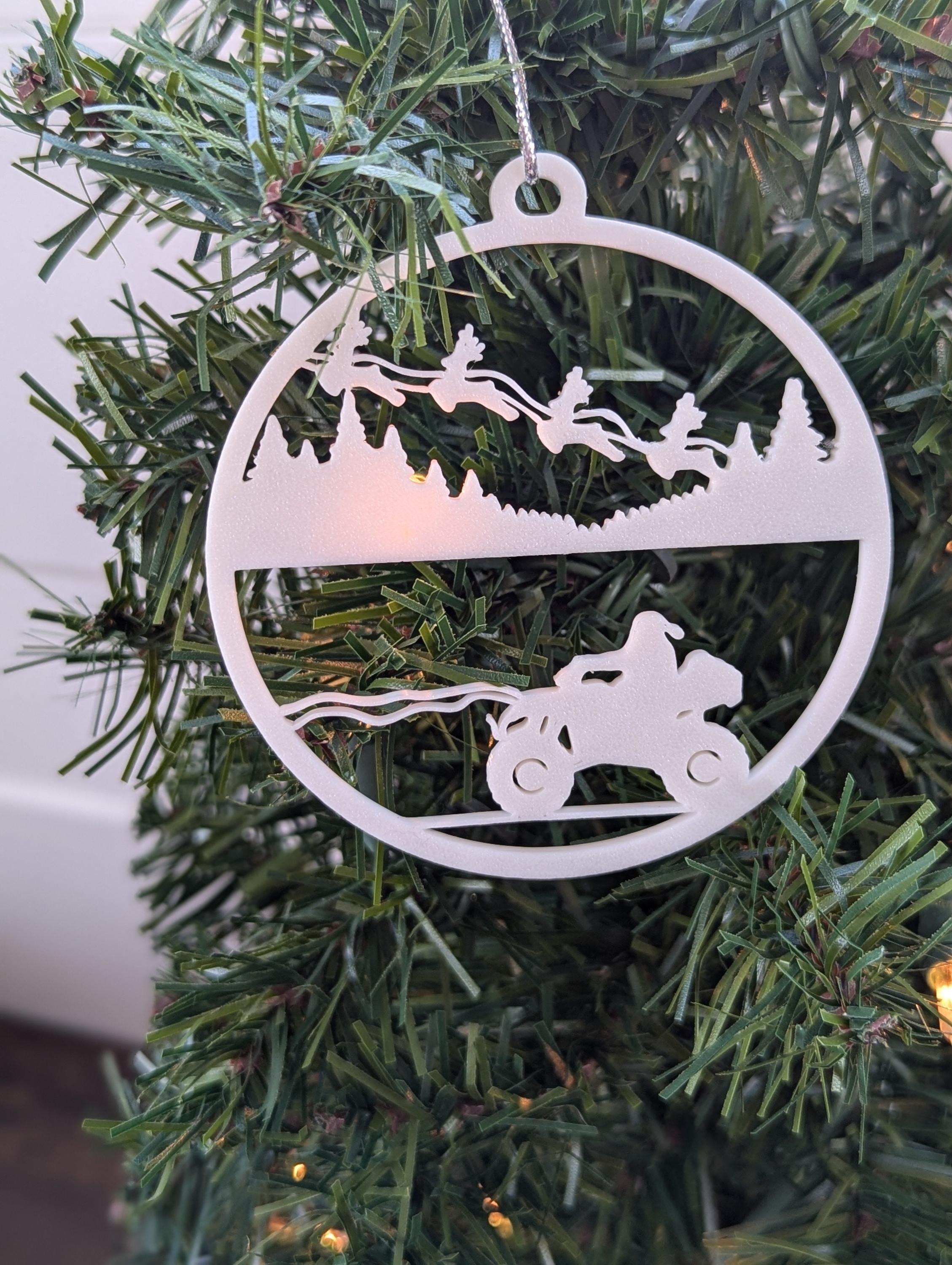3D Printed Santa on ATV Ornament – Unique Christmas Decoration for Tree ...