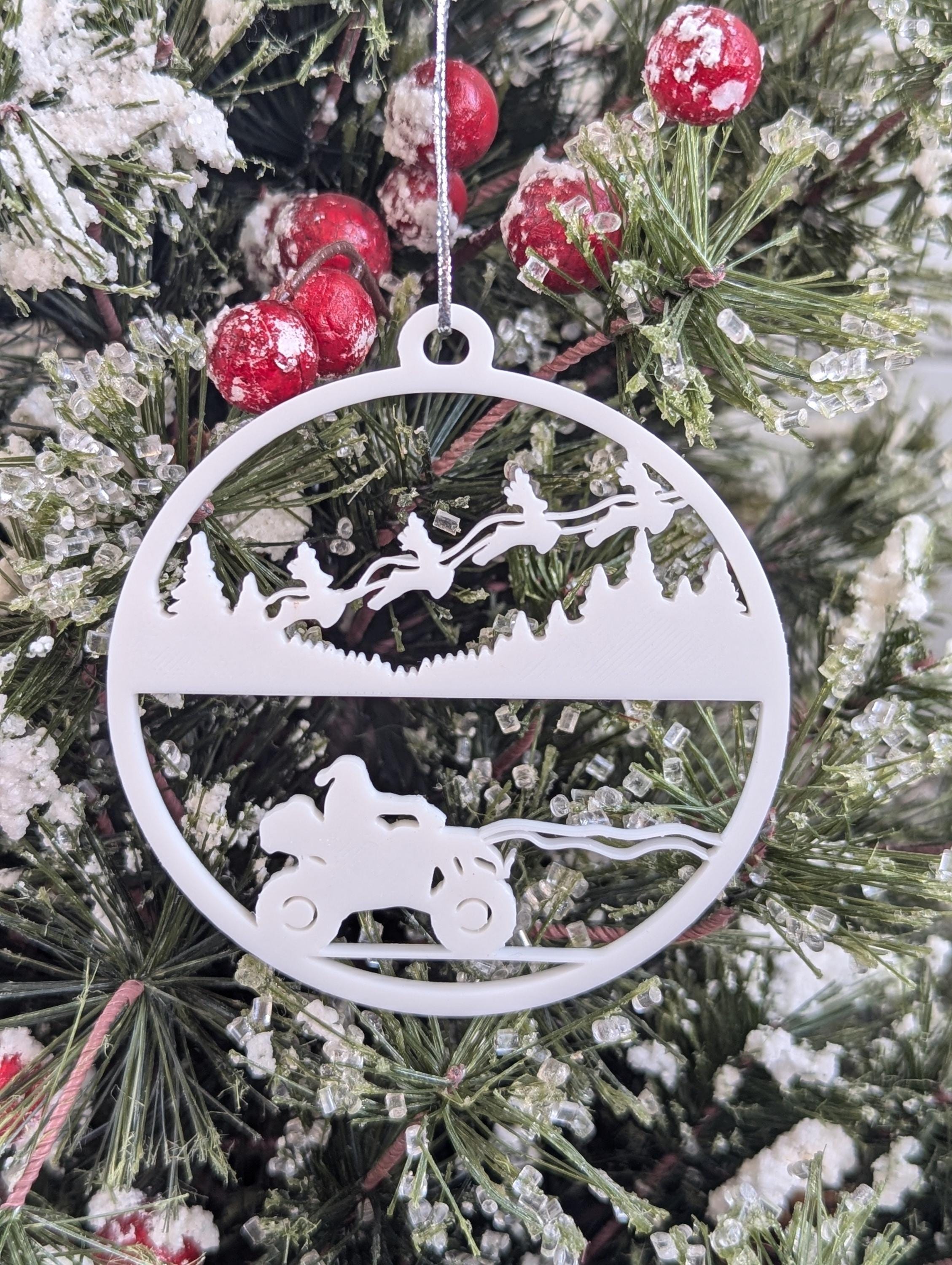 3D Printed Santa on ATV Ornament – Unique Christmas Decoration for Tree ...