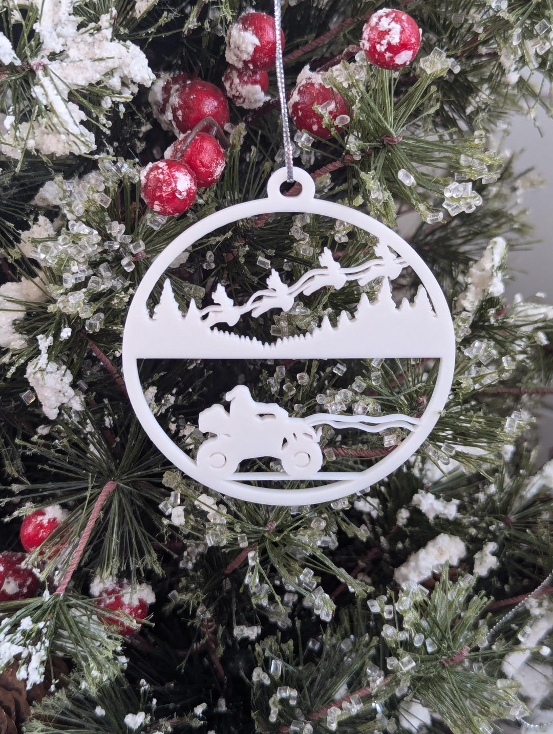 3D Printed Santa on ATV Ornament – Unique Christmas Decoration for Tree ...