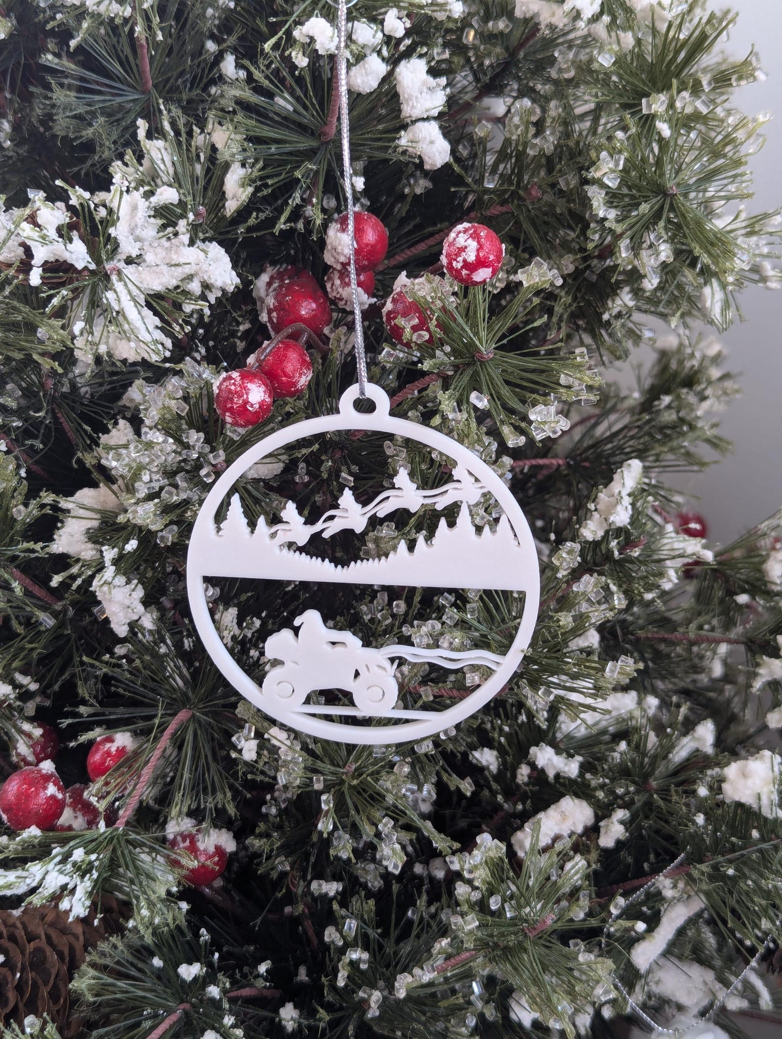 3D Printed Santa on ATV Ornament – Unique Christmas Decoration for Tree ...