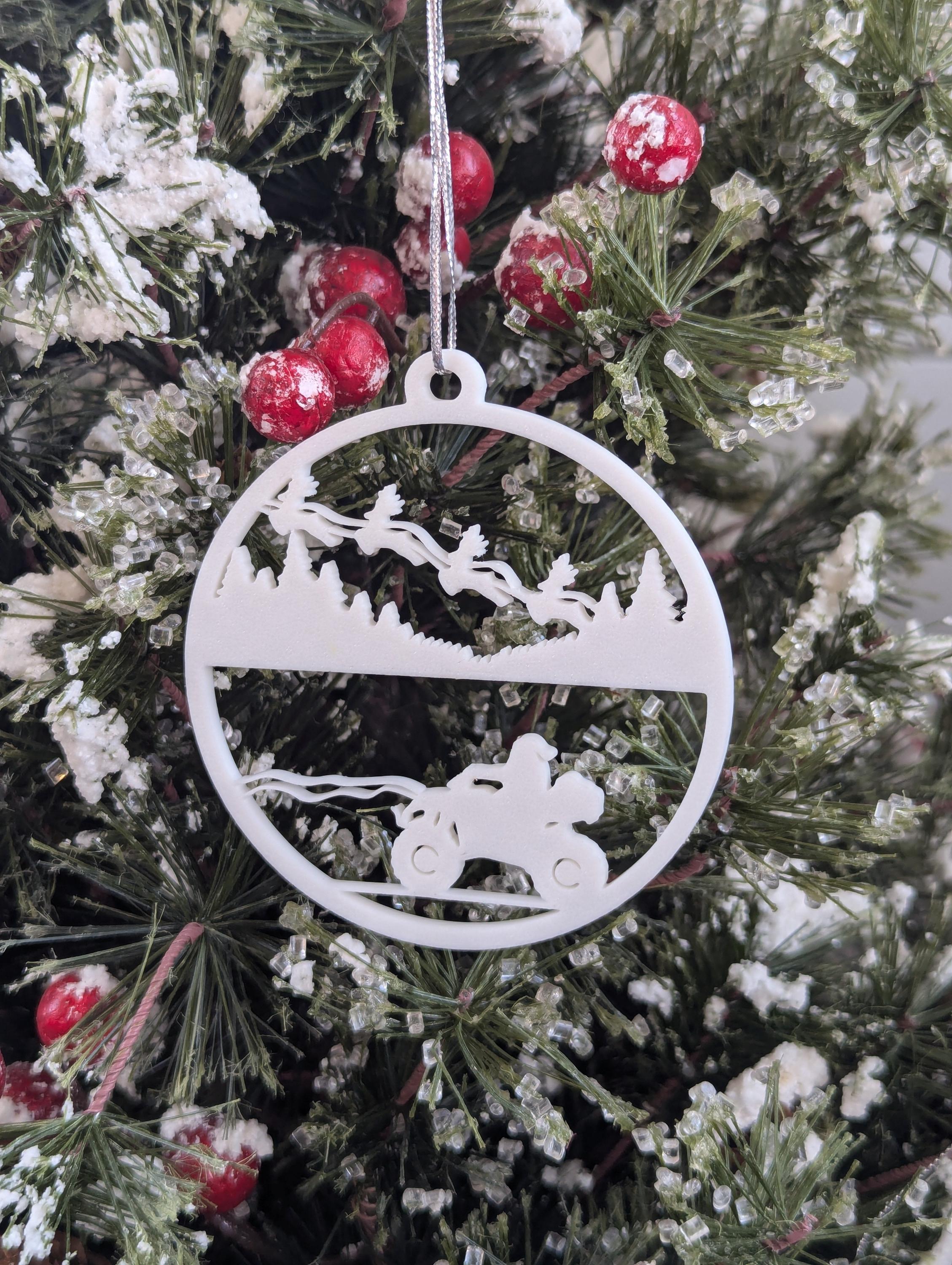 3D Printed Santa on ATV Ornament – Unique Christmas Decoration for Tree ...
