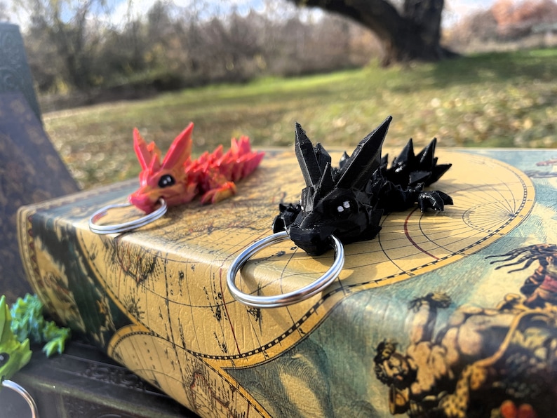 Crystal Dragon Keychain - 3D Printed Sensory Articulated Fidget Toy ...