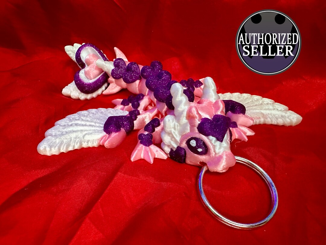 Tiny Heart Dragon - Keychain - 3D Printed Sensory Articulated Fidget ...