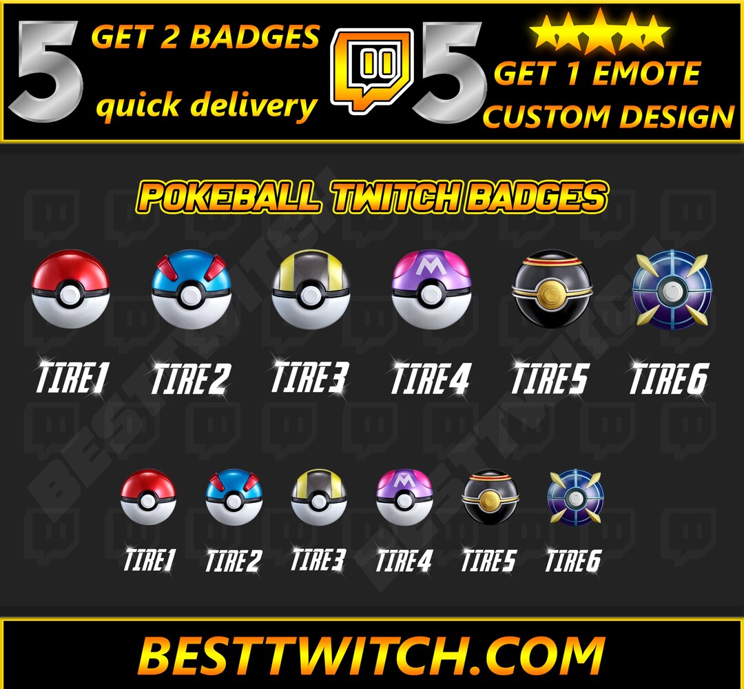 Pokeball Twitch Badges and Bits - Etsy