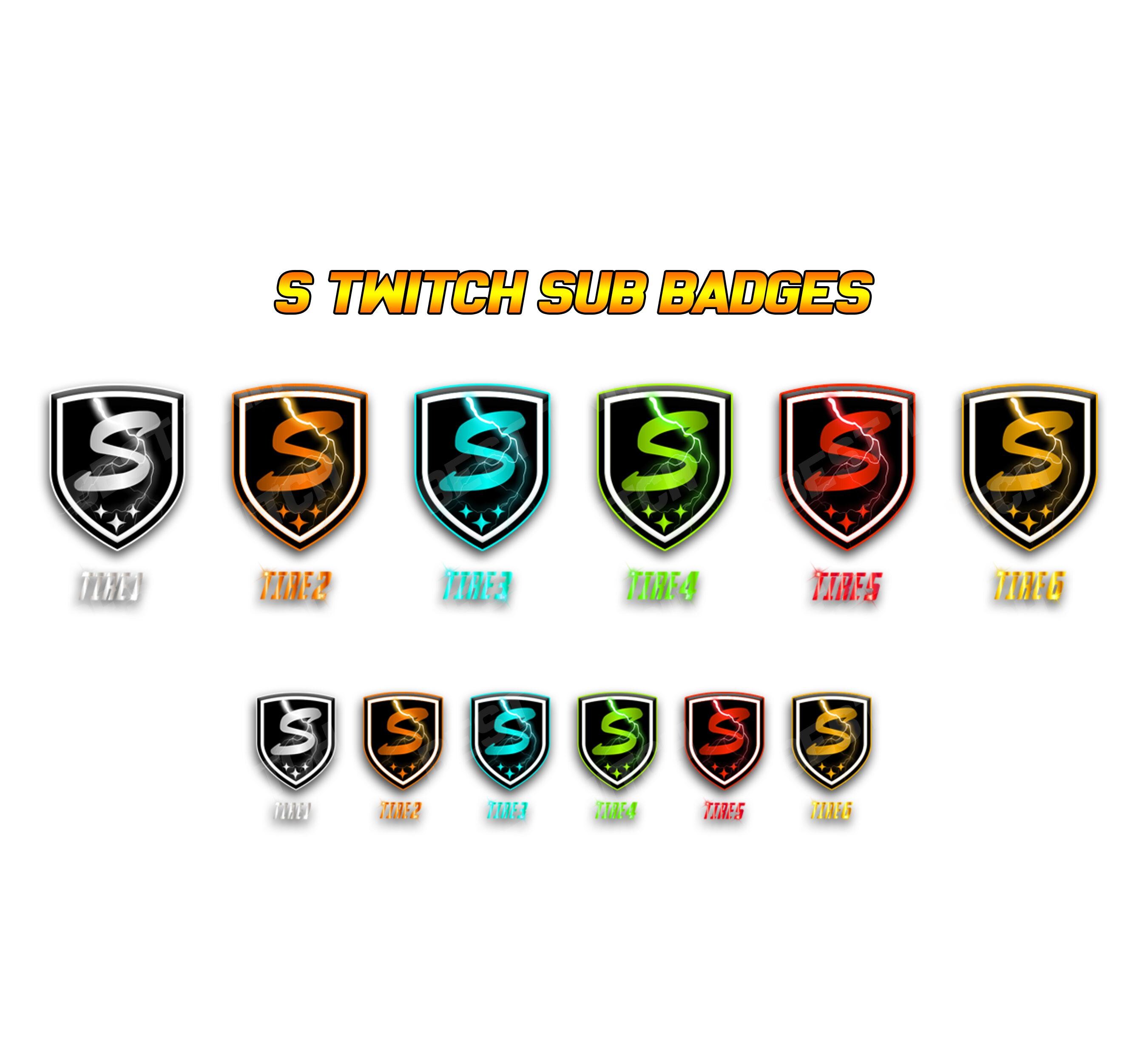 6 Pack S Letter Twitch Sub Badges, Bits, Logo, Streamer Badges ...