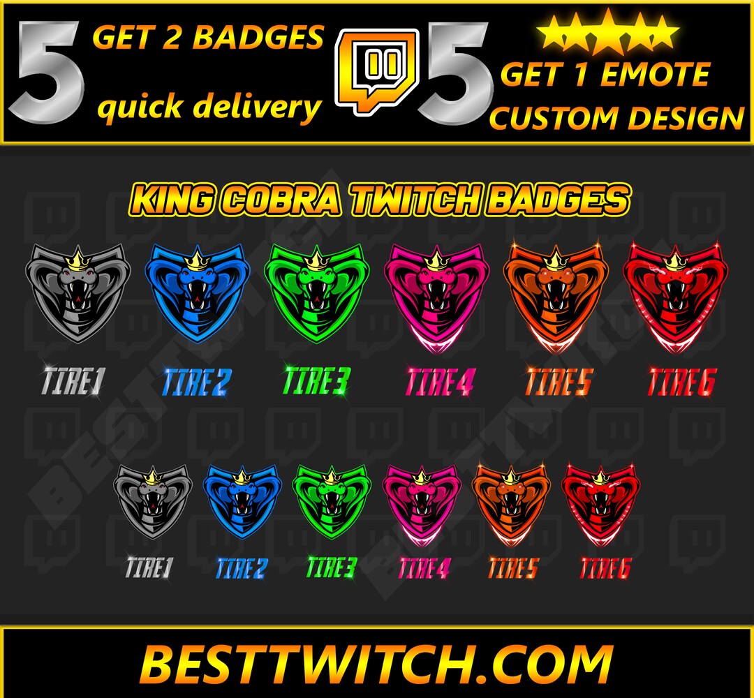 Cobra Twitch Sub Badges / Cobra Twitch Emotes / Cobra Badges for ...