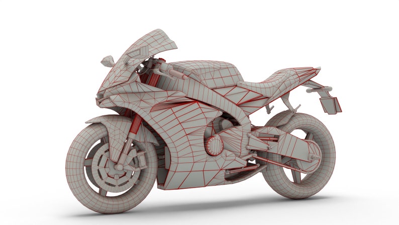 3D Model of Sports Bike Low Poly 3D Models - Etsy