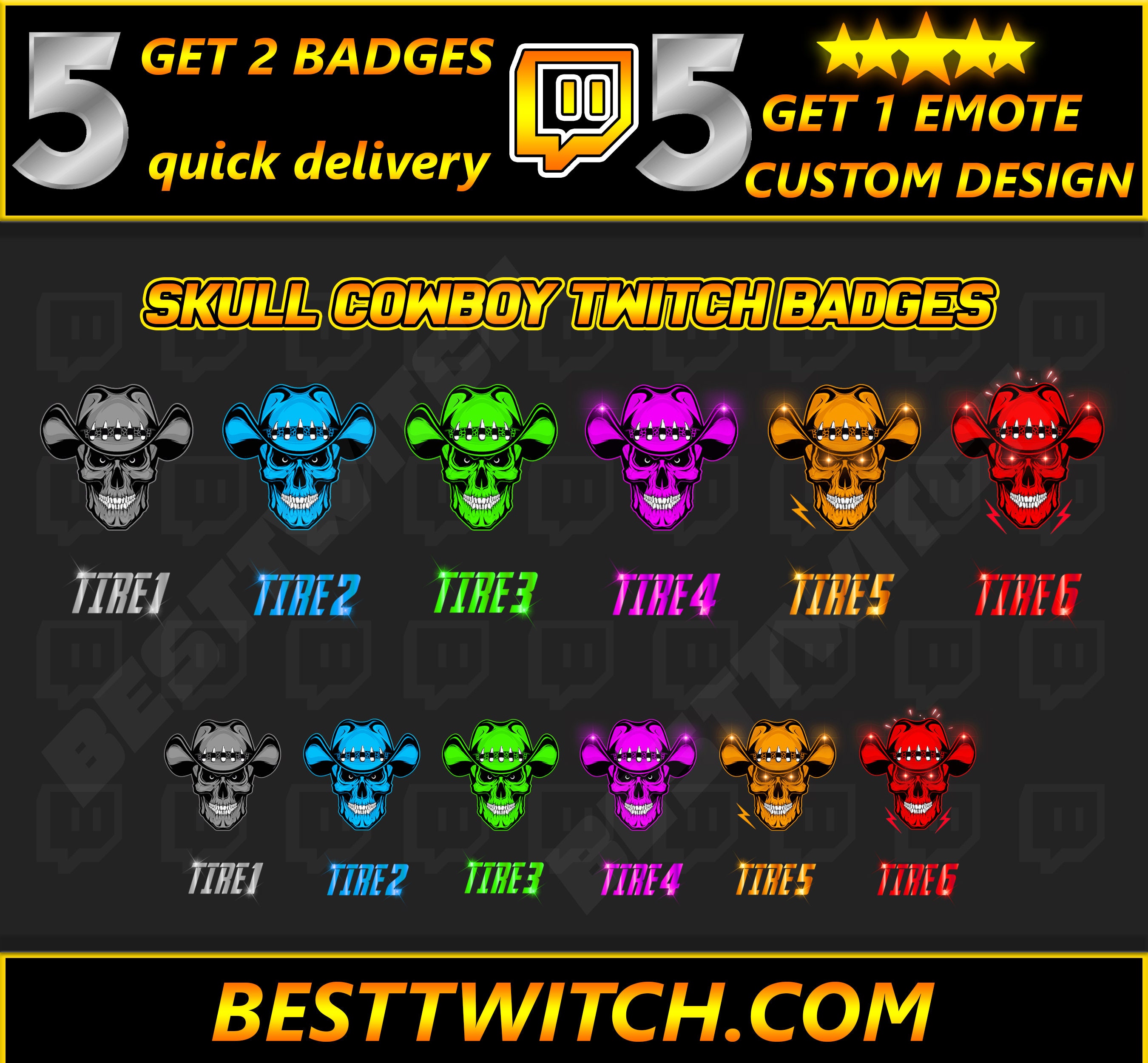 Skull Kick Badges and Emotes Bits Badges - Etsy