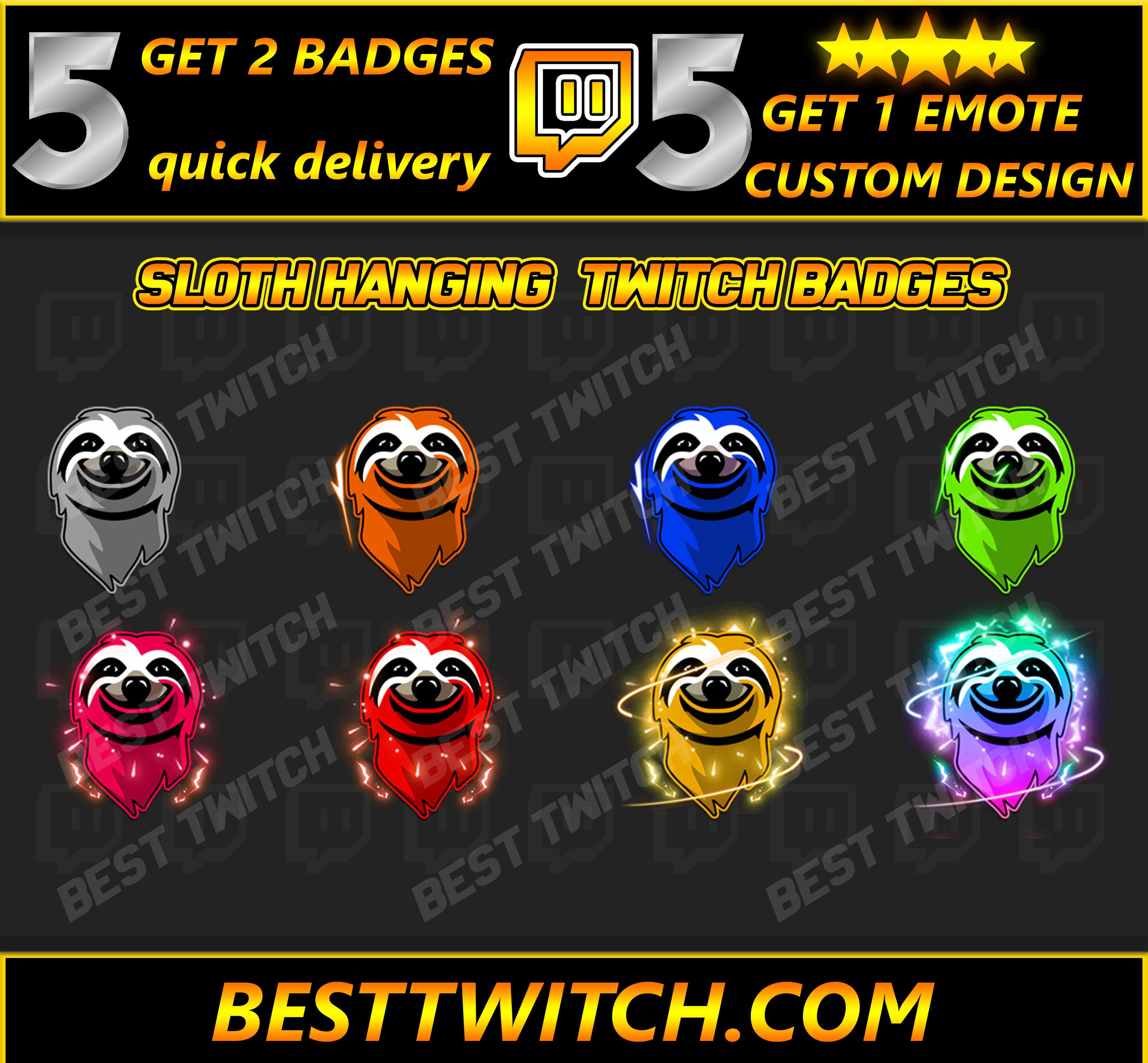 Sloth Hanging Sub Badges - Etsy