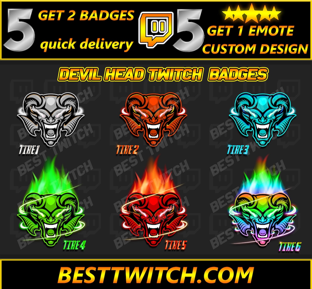 Devil Head Halloween Twitch Sub Badges With All Sizes - Etsy