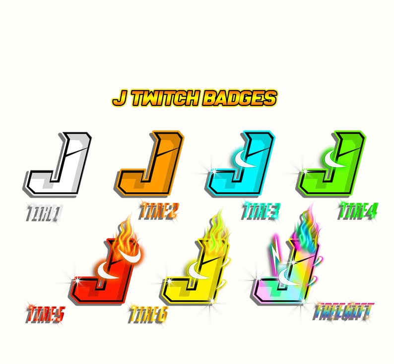 Letter J Twitch Sub Badges, J Bits, Kick Badges, Streamer Badges ...