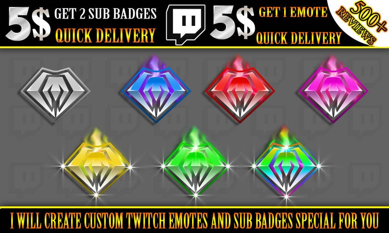 Diamond Sub Badges - 6 X Shiny Twitch - Etsy