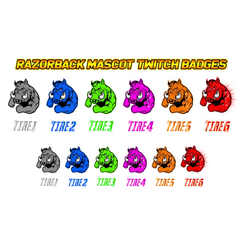 Razorback Mascot Sub Badges and Bits - Etsy