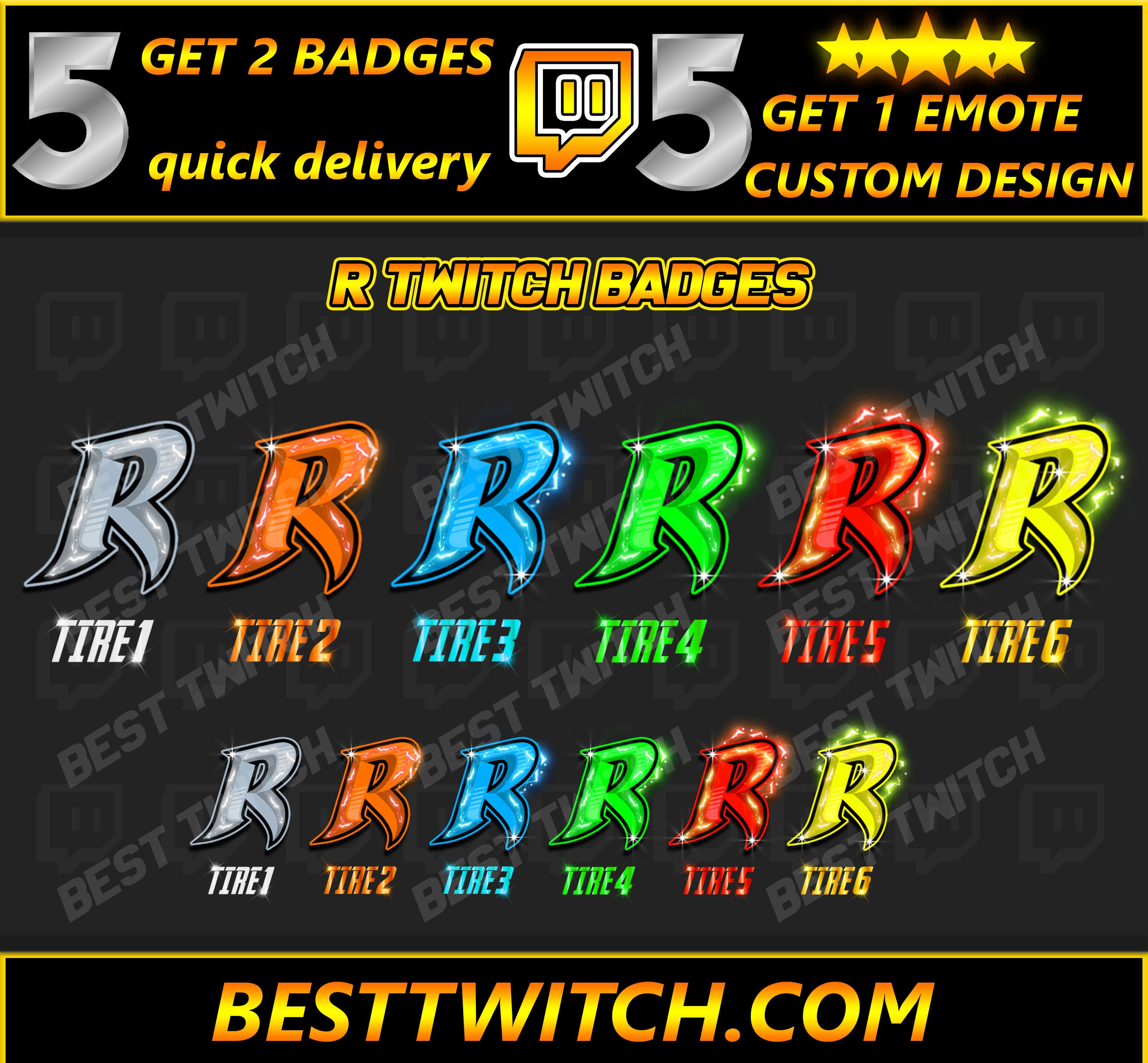 Twitch Sub Badges | Bit Badges | Letter R - Etsy