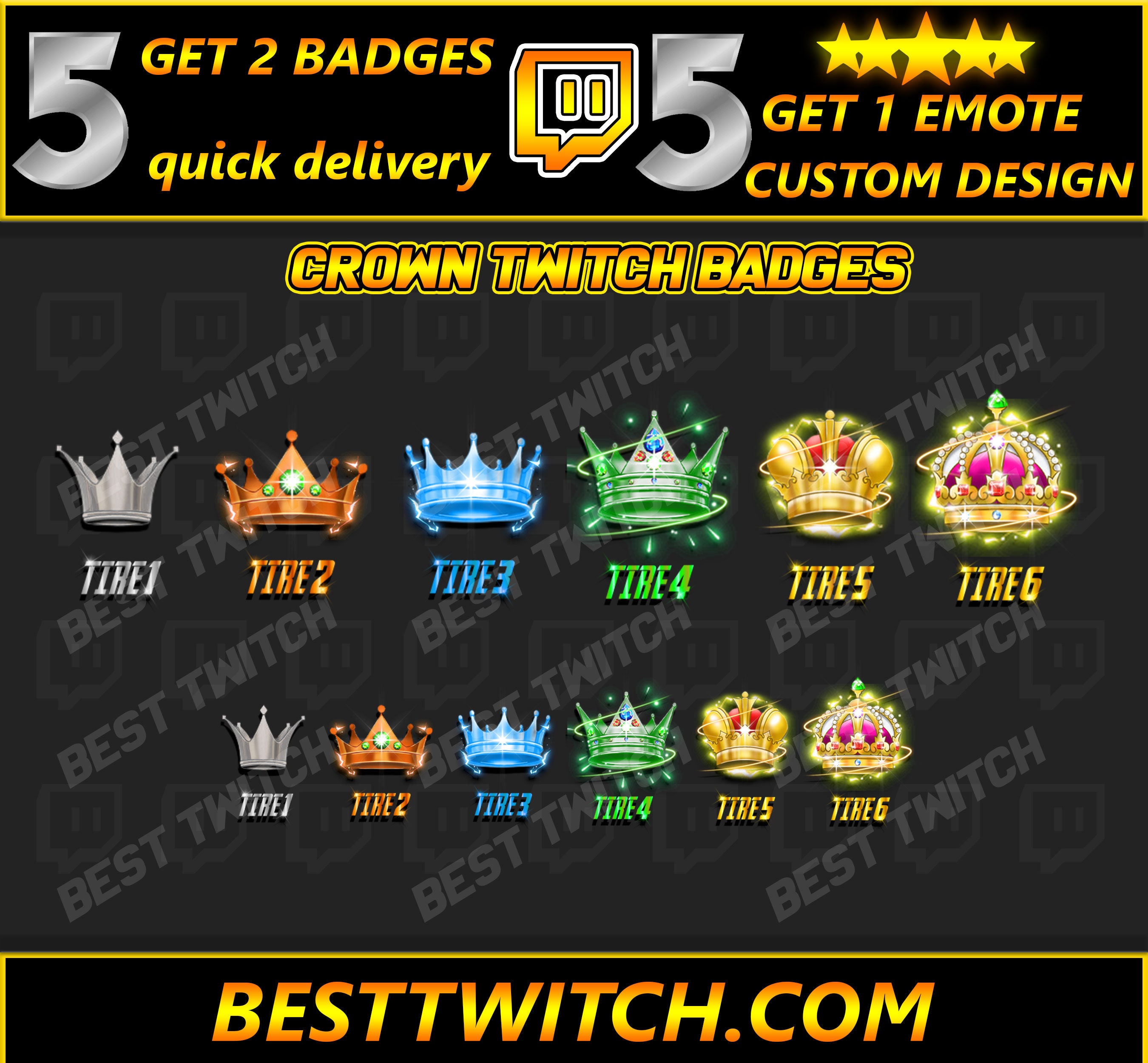 Crown Badge Twitch | Crown Sub Badge Twitch | Twitch Sub Badges Crown ...