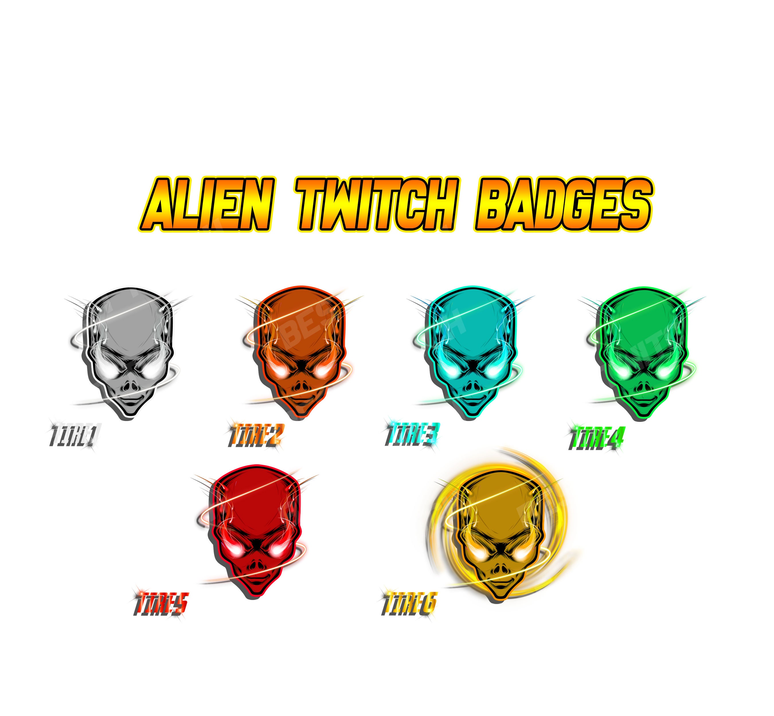 Twitch Sub Badges Twitch Bit Badges Twitch Subscriber Badges Alien Head ...