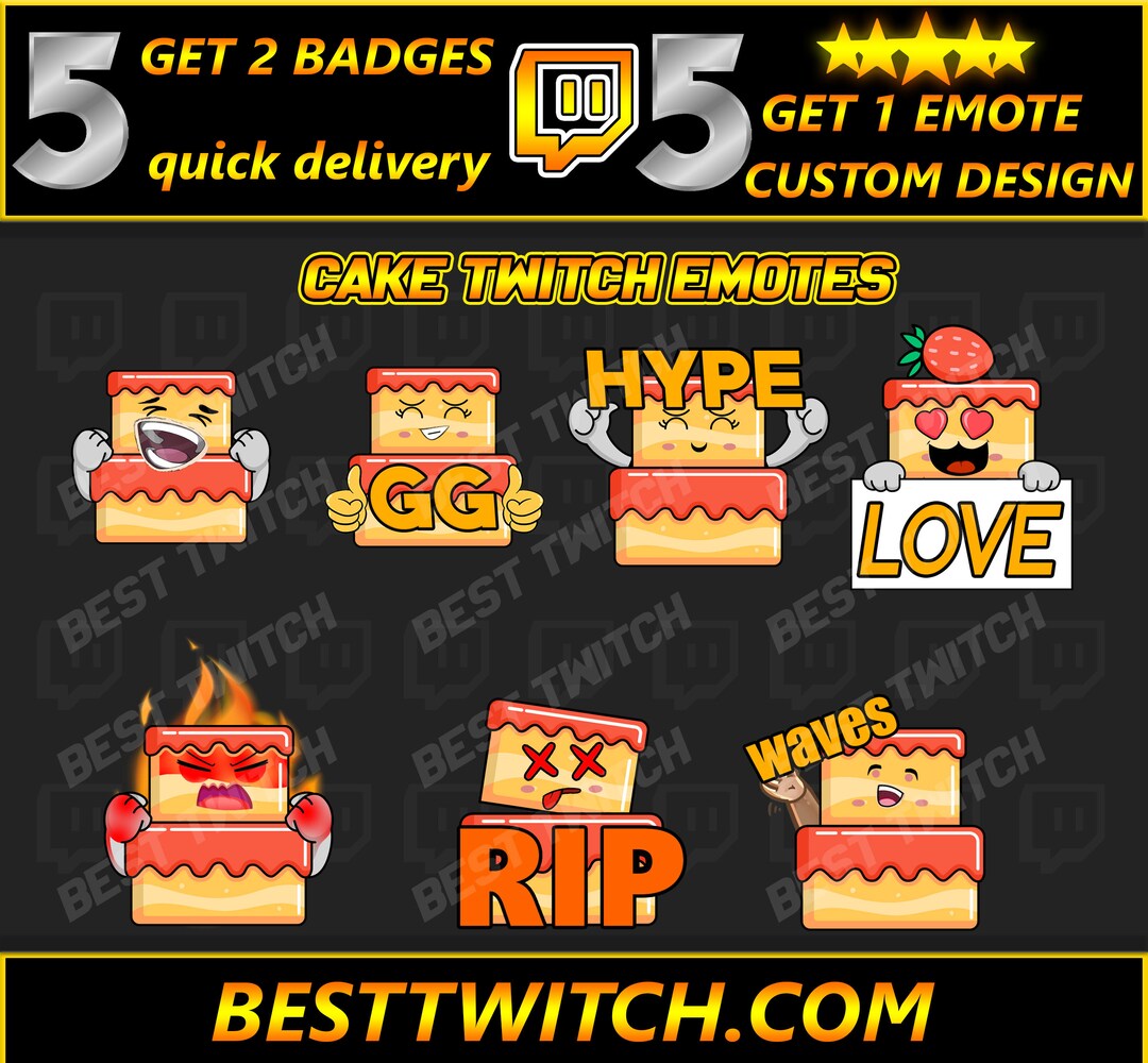 Cake Twitch Emotes Chat Icon Streamer Badges - Etsy