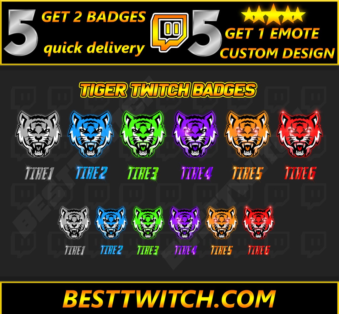 Tiger Sub Badges Bits, Emotes, Flair, Kicks Badges - Etsy