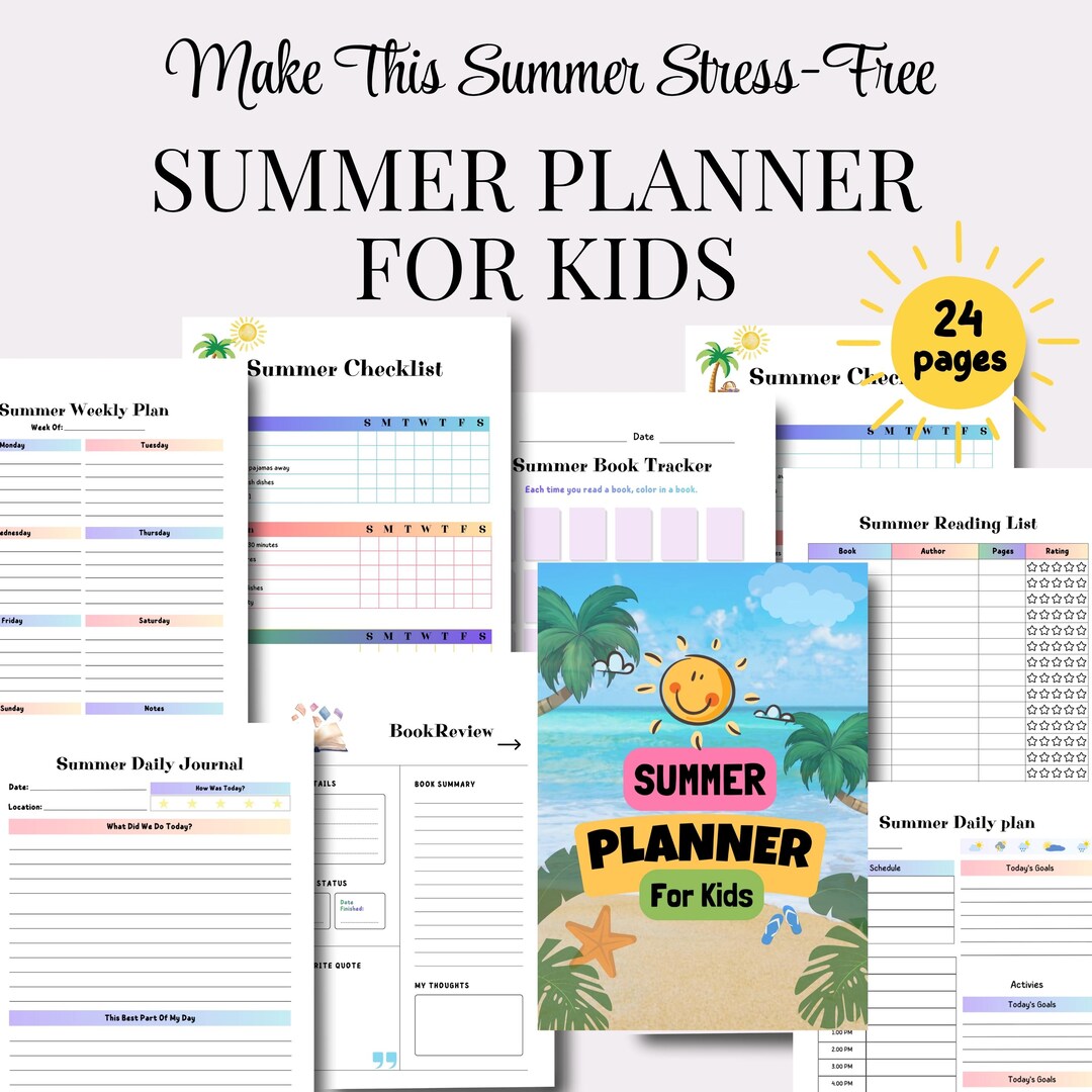Summer Planner for Kids Printable PDF Kids Activity Workbook A4 Letter ...