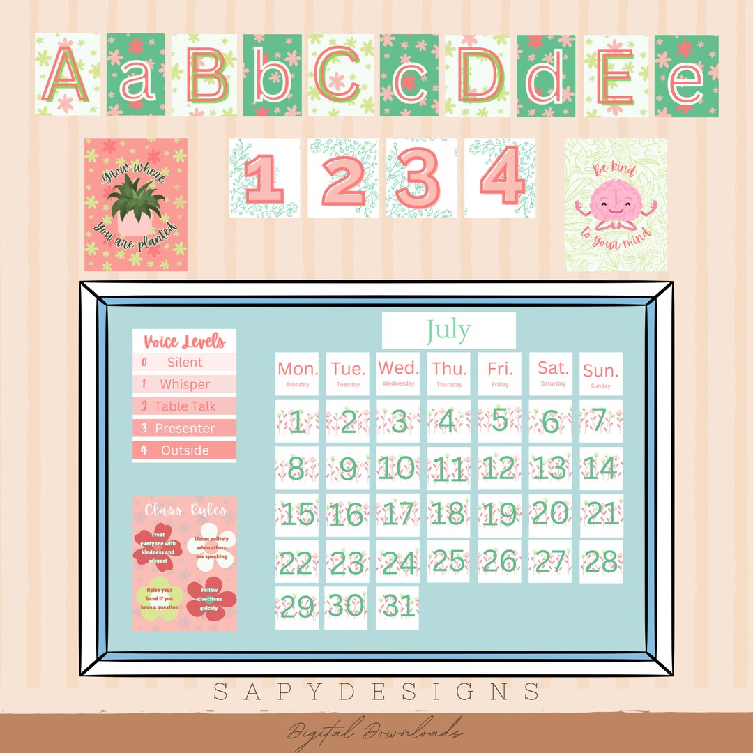 Floral Classroom Decor Set | Teacher Lesson Plan Templates (digital ...