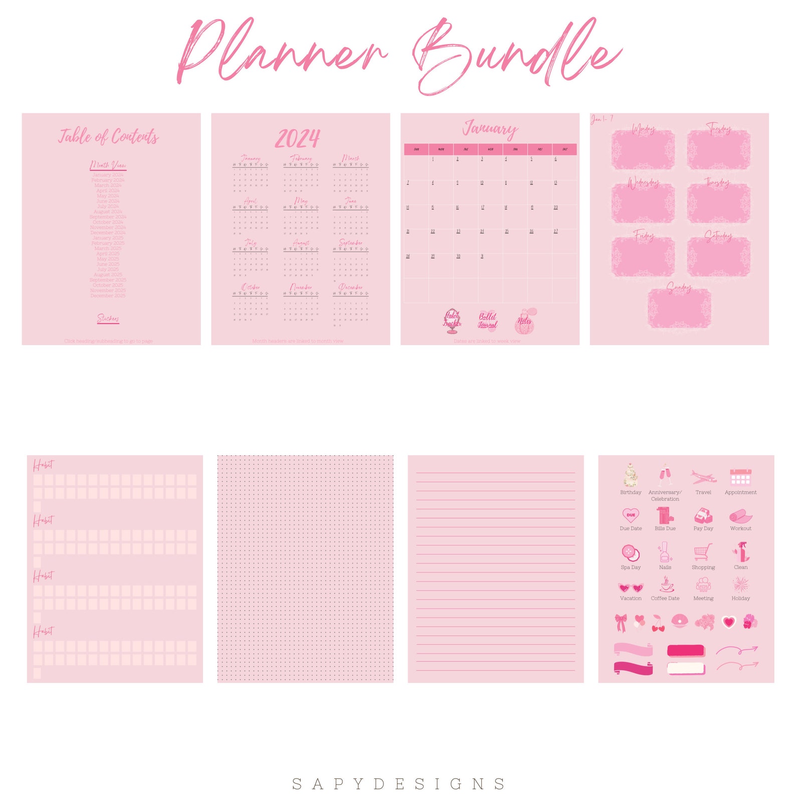 Coquette Bundle | Digital Planner | Slide Deck | Powerpoint Slide ...