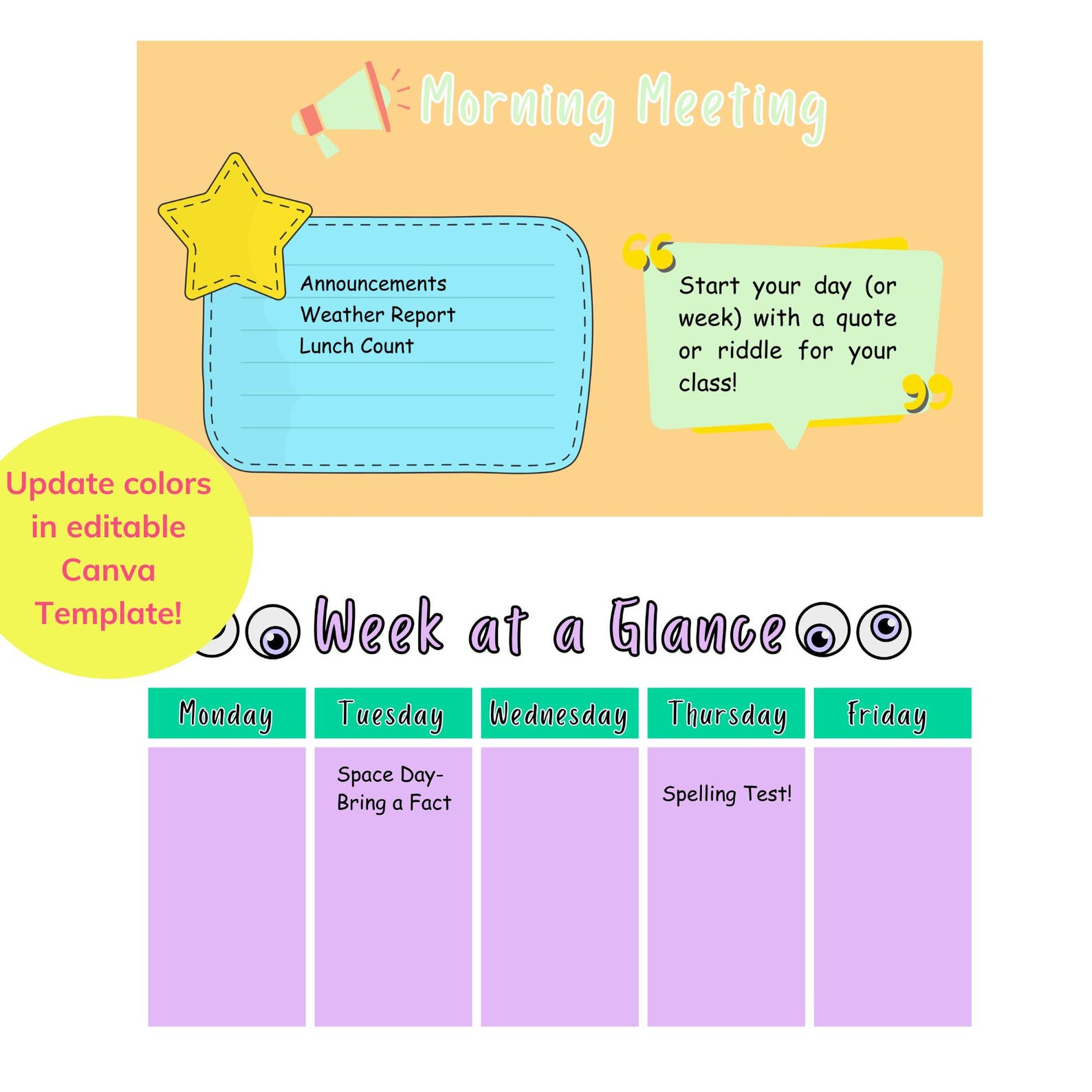 Back to School Editable Slide Template for Teacher Classroom Management ...