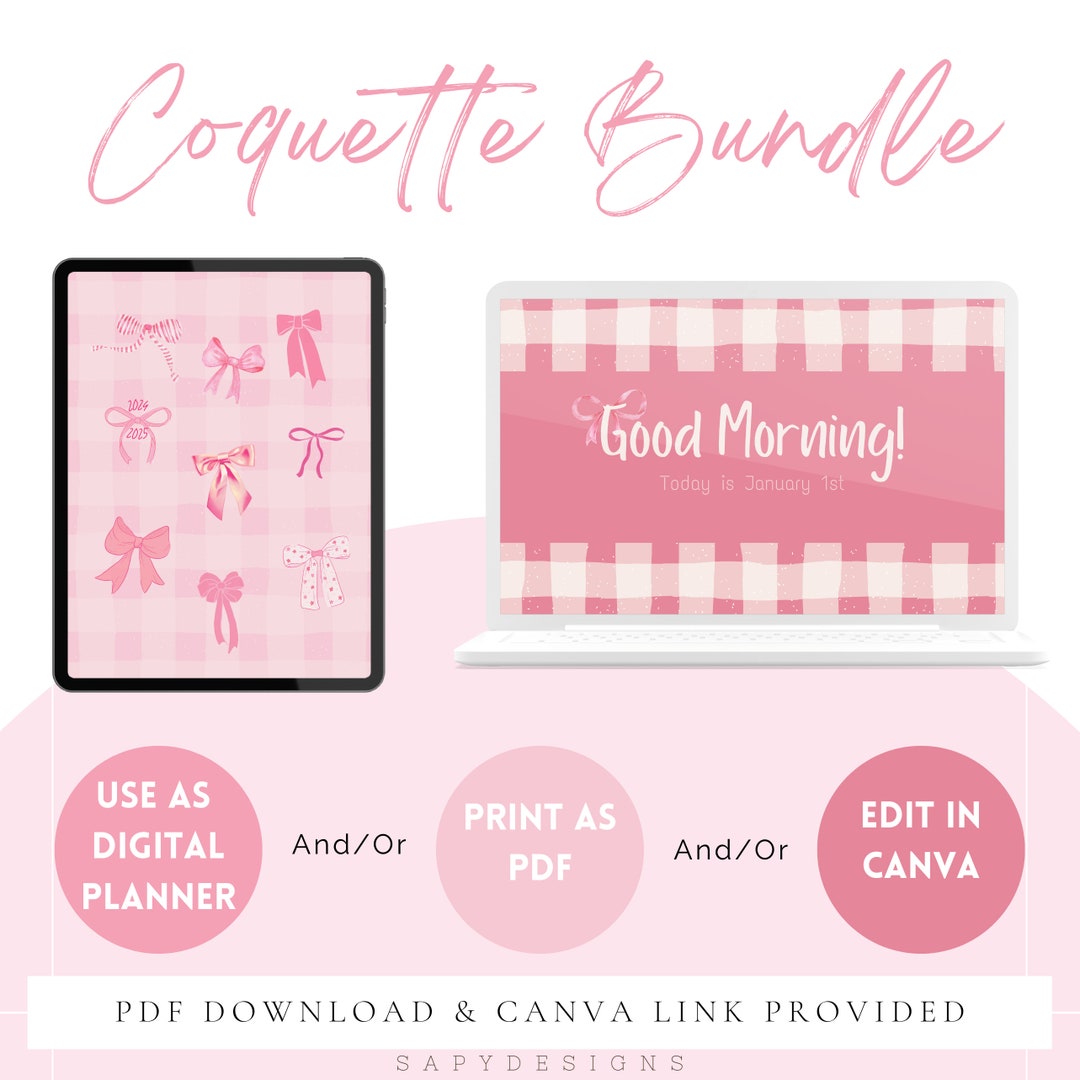Coquette Bundle | Digital Planner | Slide Deck | Powerpoint Slide ...