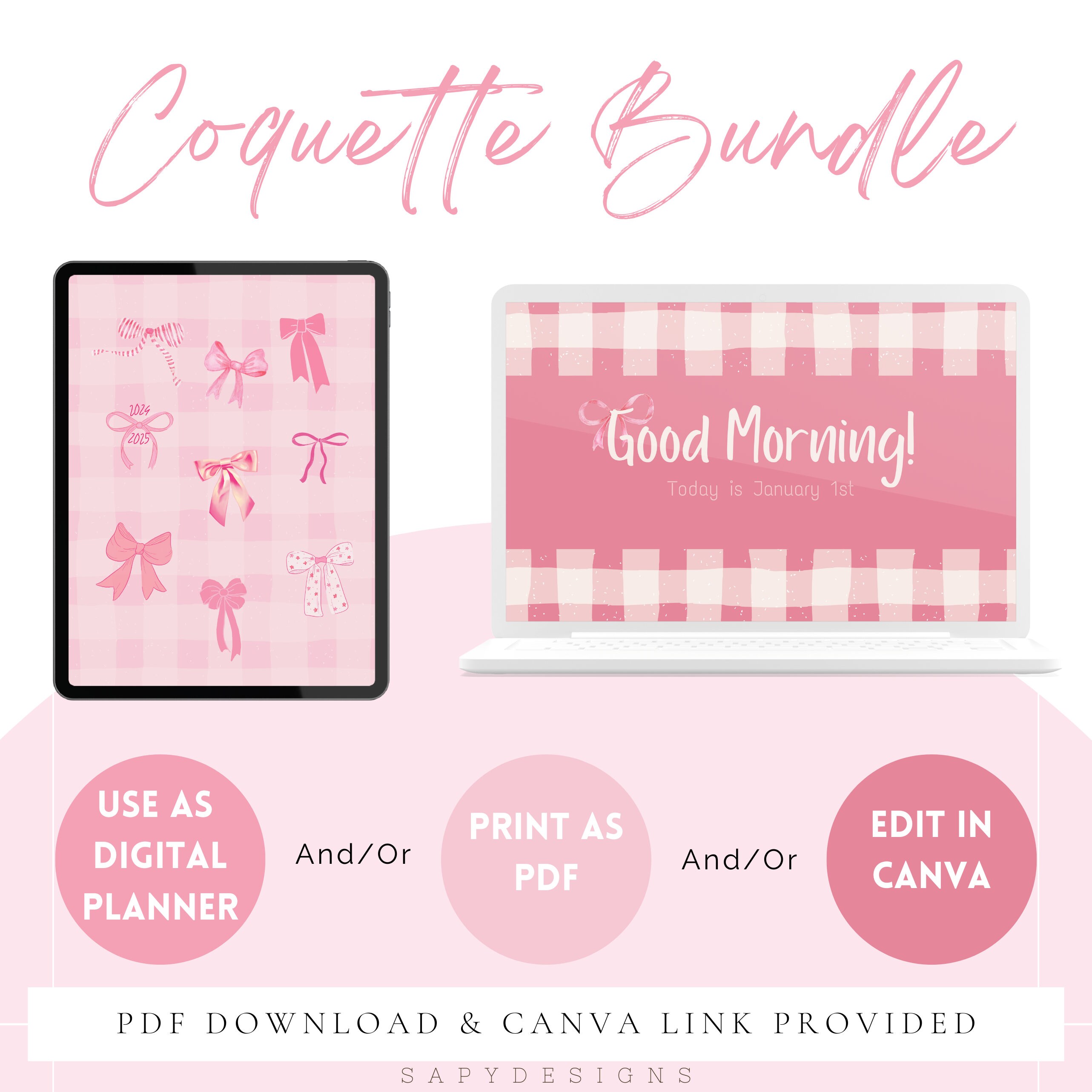 Coquette Bundle | Digital Planner | Slide Deck | Powerpoint Slide ...