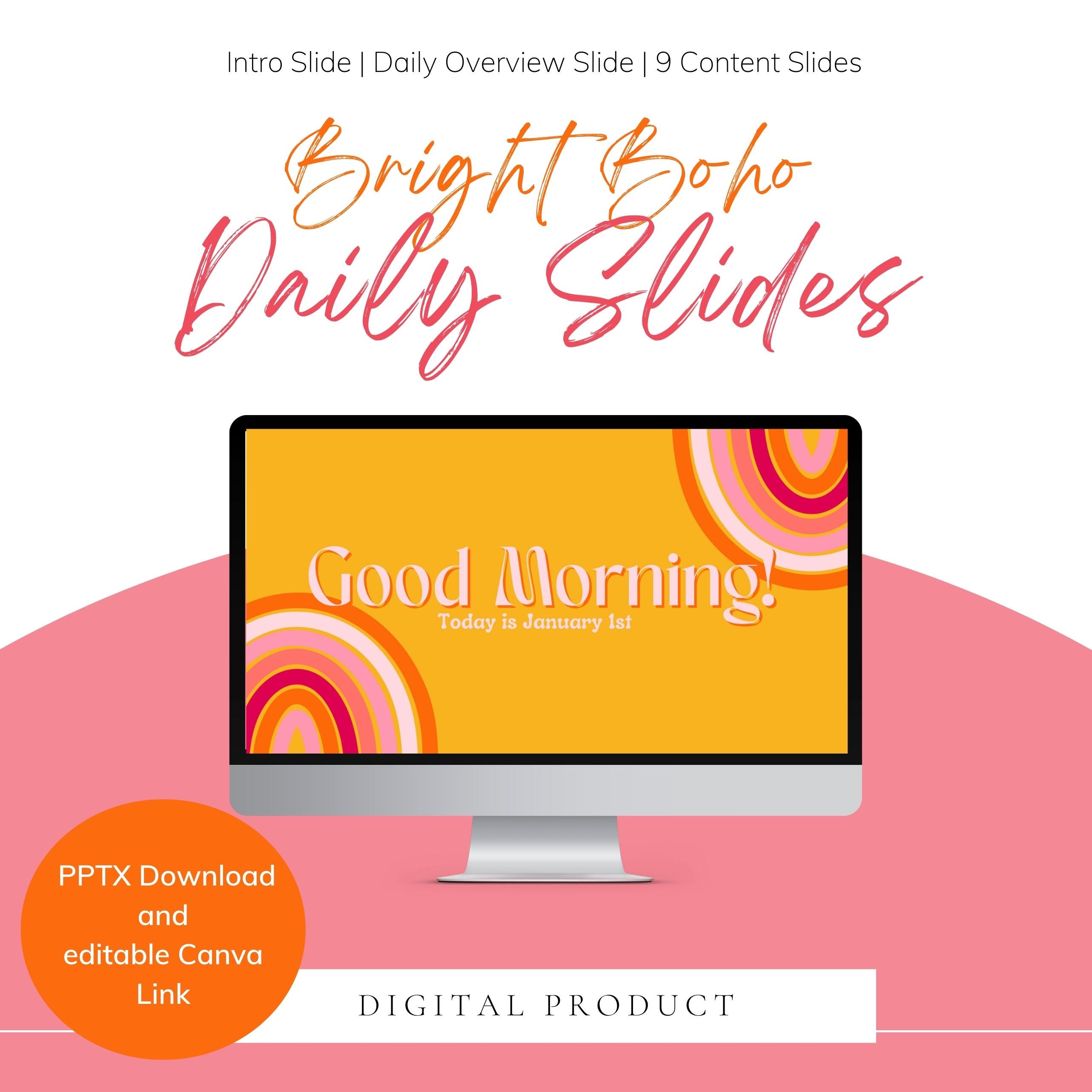 Bright Boho Daily Slide Deck | Powerpoint Slide Templates | Teaching ...